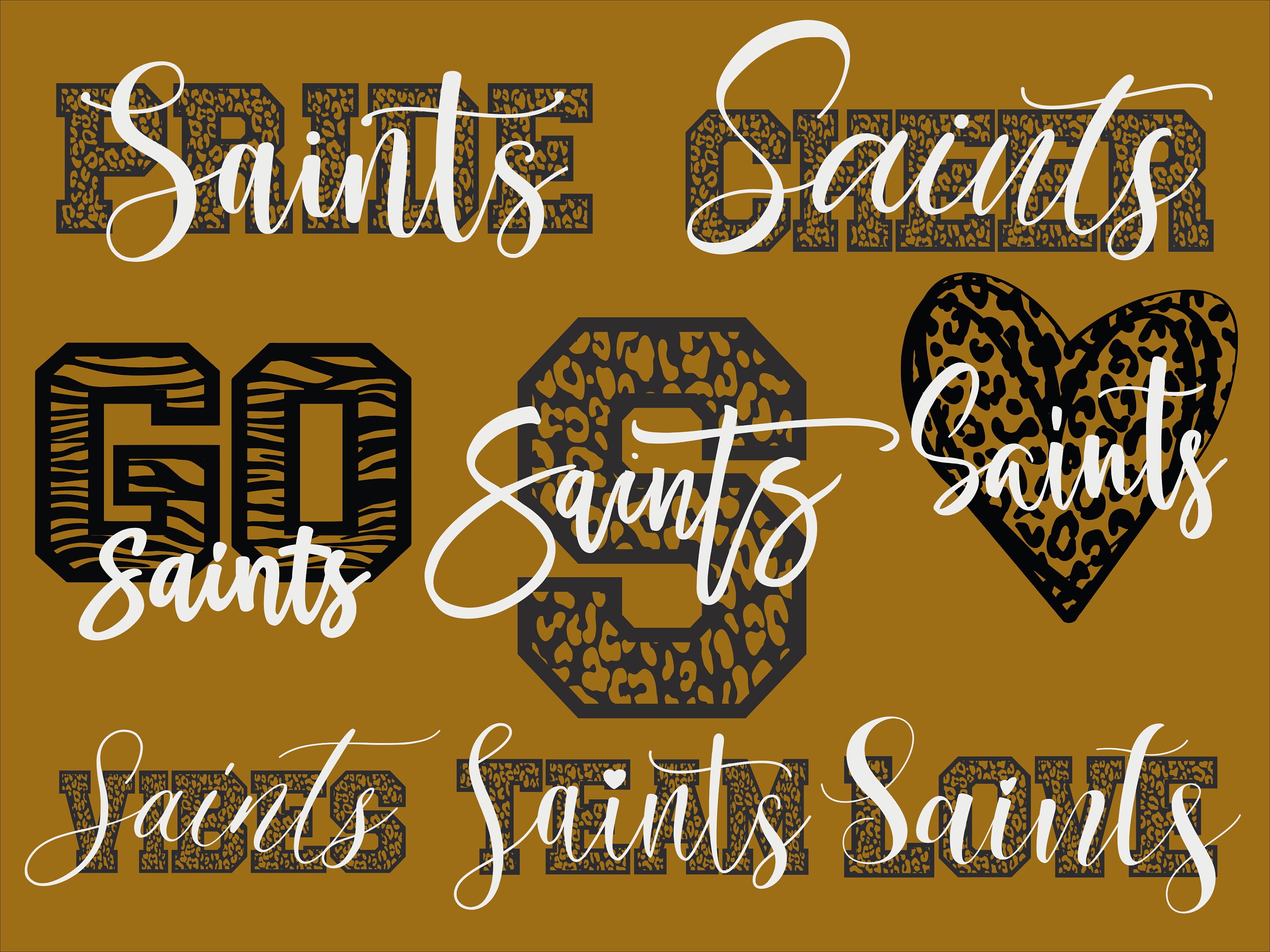 Saints Mascot 8 Design Bundle, Saints Svg, Saints Leopard Svg, Sports ...