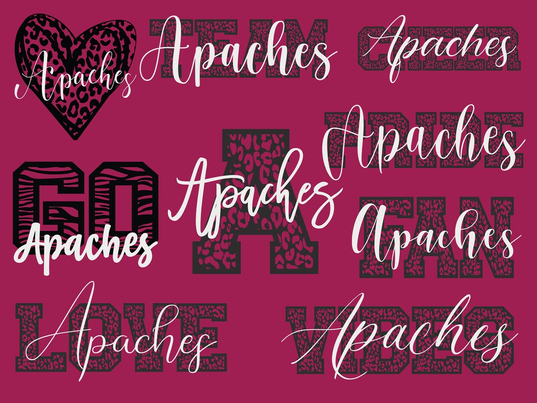 Apaches Mascot 9 Design Bundle Apaches Svg Apaches Leopard - Etsy