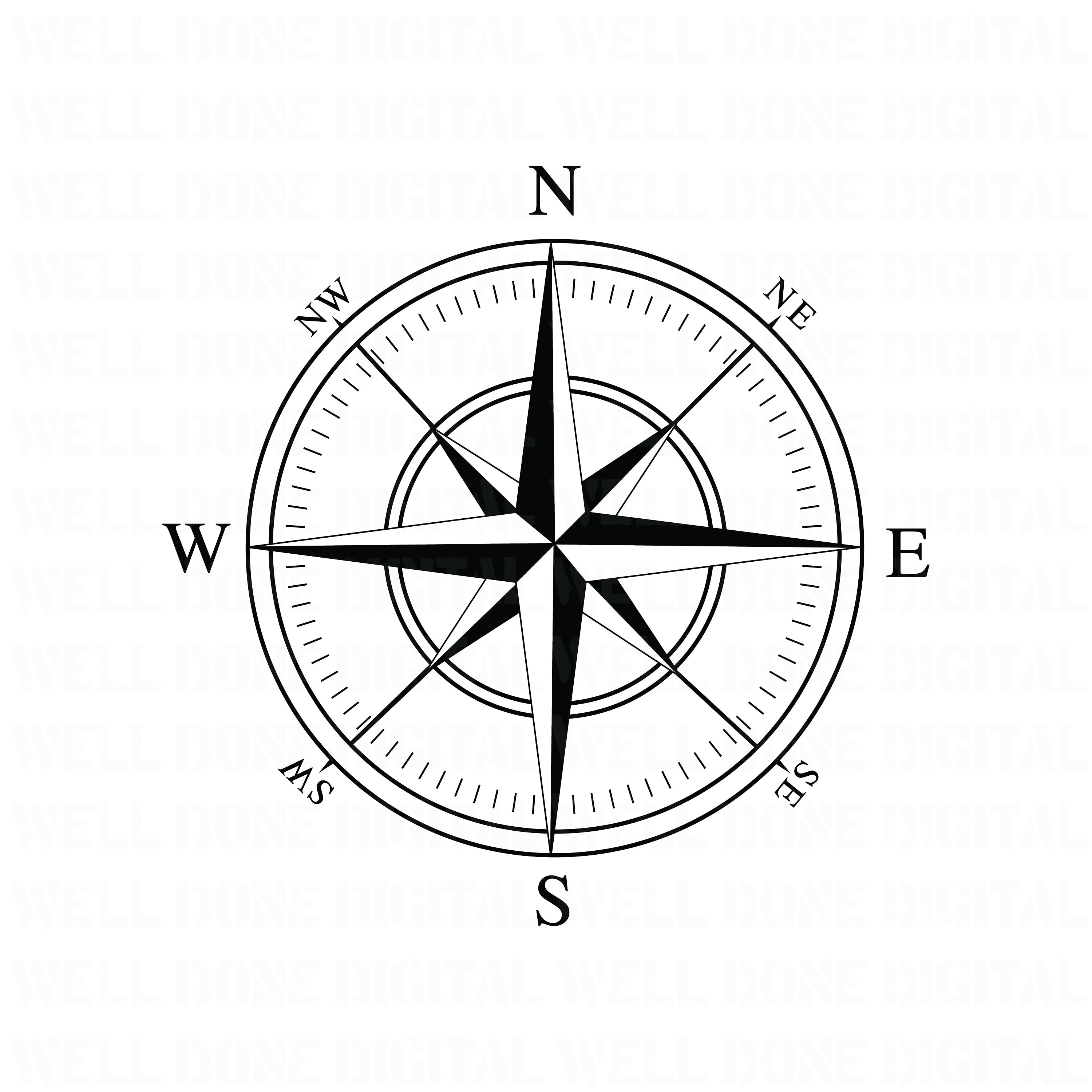 Compass Svg, Compass, Compass Rose Svg, Nautical Compass Svg, Sticker ...
