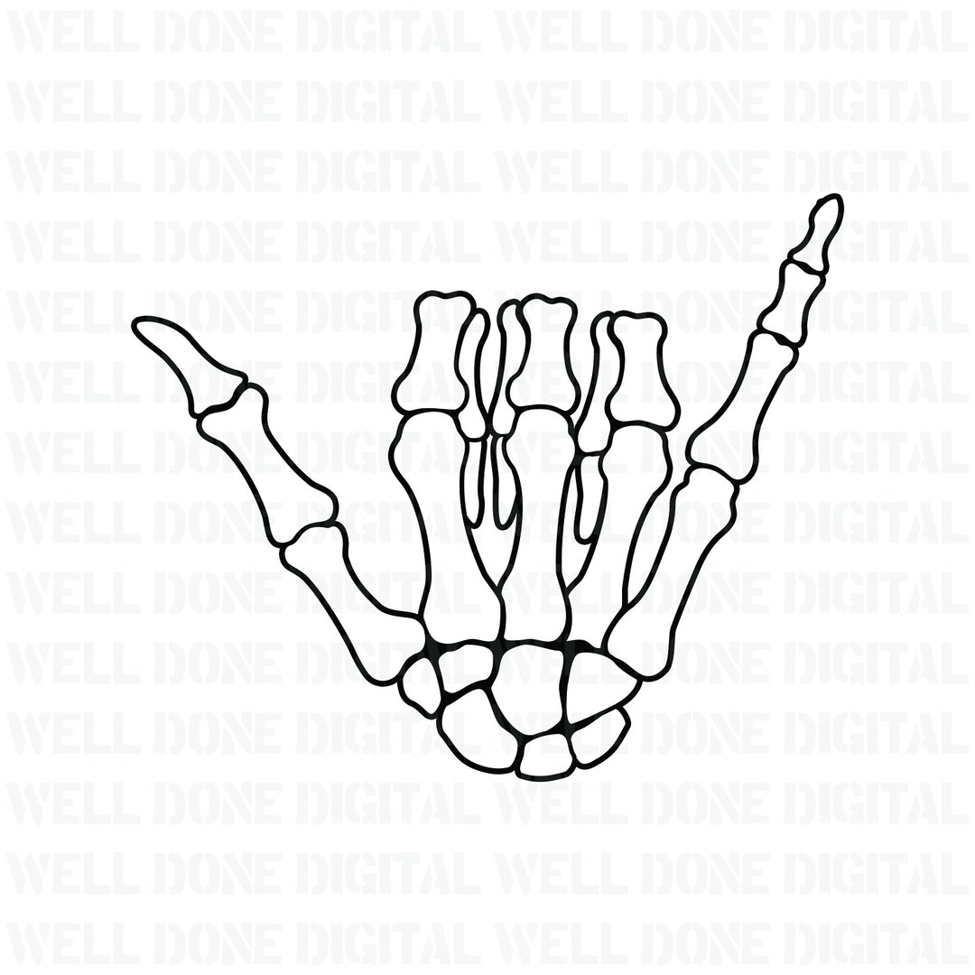 Shaka Skeleton Hand Sign Svg Shaka Patch Shaka Sticker - Etsy