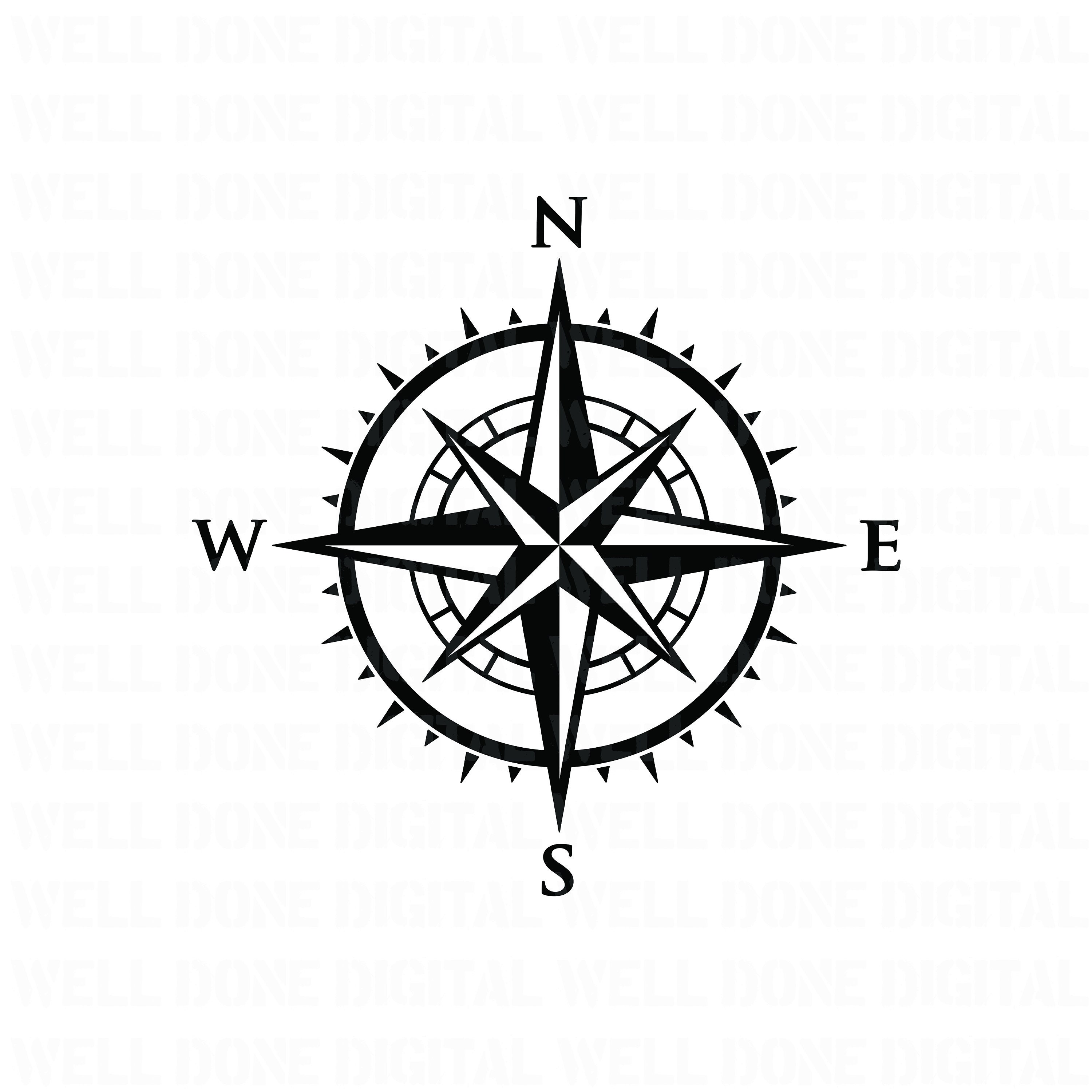 Compass Svg Compass Compass Rose Svg Nautical Compass Svg Sticker Cricut Silhouette
