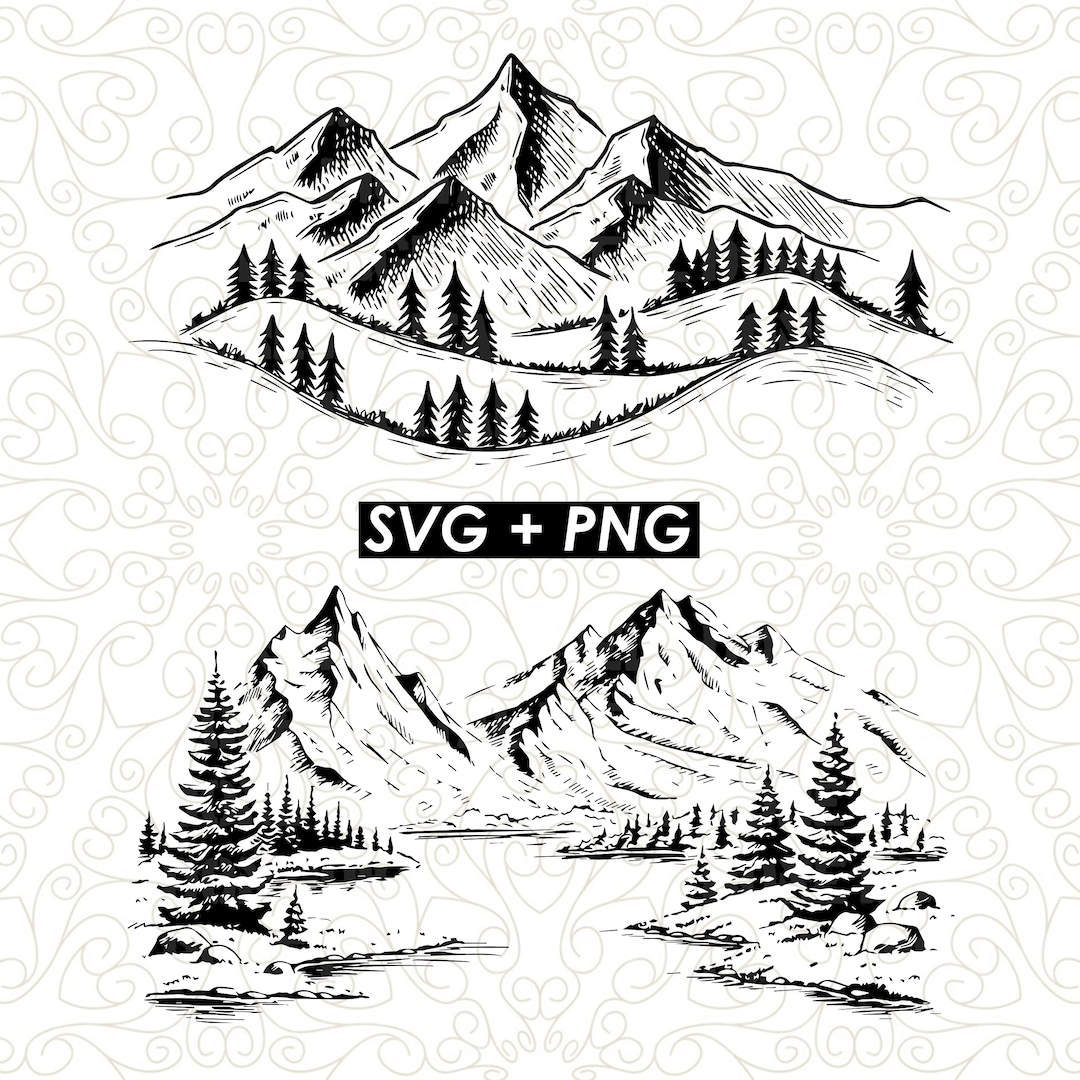 Berg svg, Berge svg, Landschaft svg, Outdoors svg, Cricut, Silhouette ...