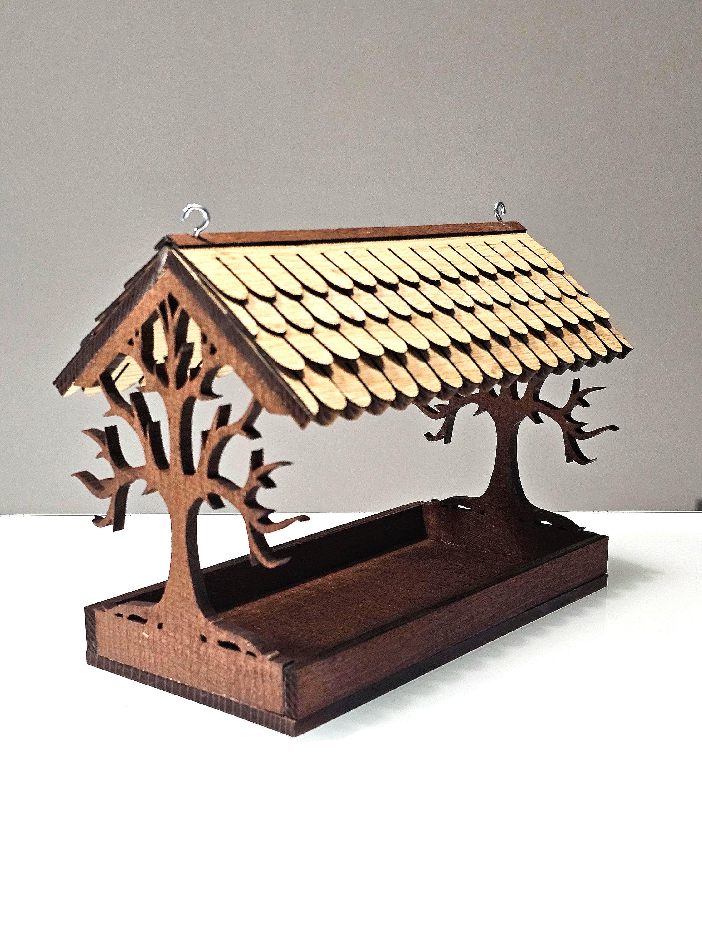 Handcrafted Wooden Bird Feeder: Oak Shingle Roof, Tree Design - Etsy