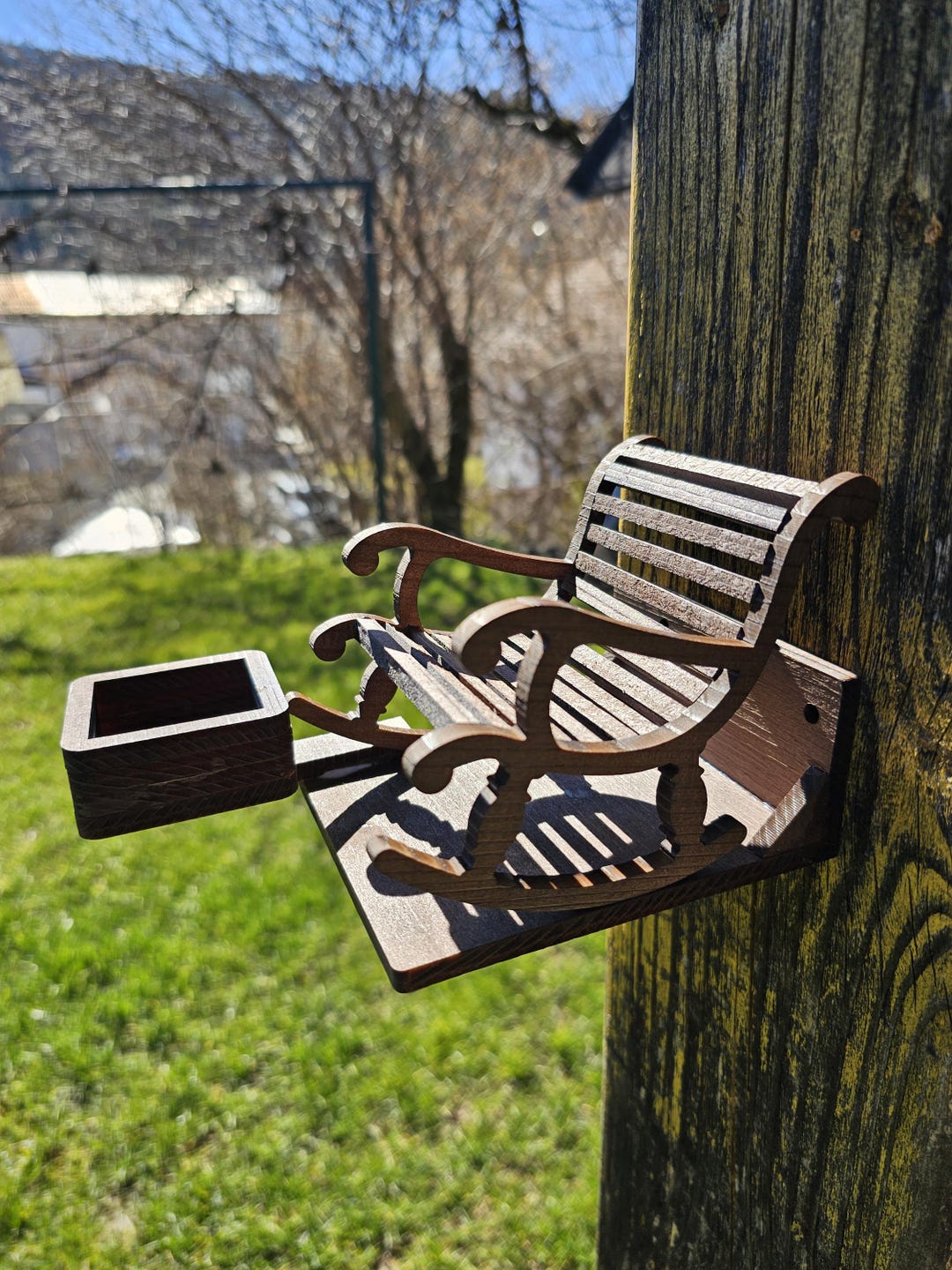 Miniature Wooden Rocking Chair Squirrel & Bird Feeder – Unique ...