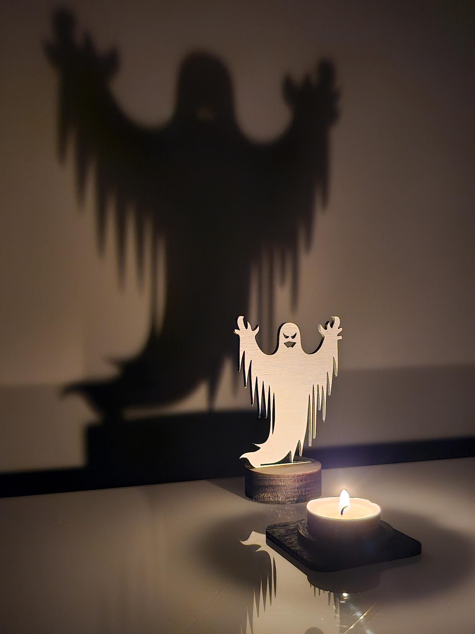 Halloween Shadow Caster Tealight Holder Set: Jack-o'-lantern & Ghost ...