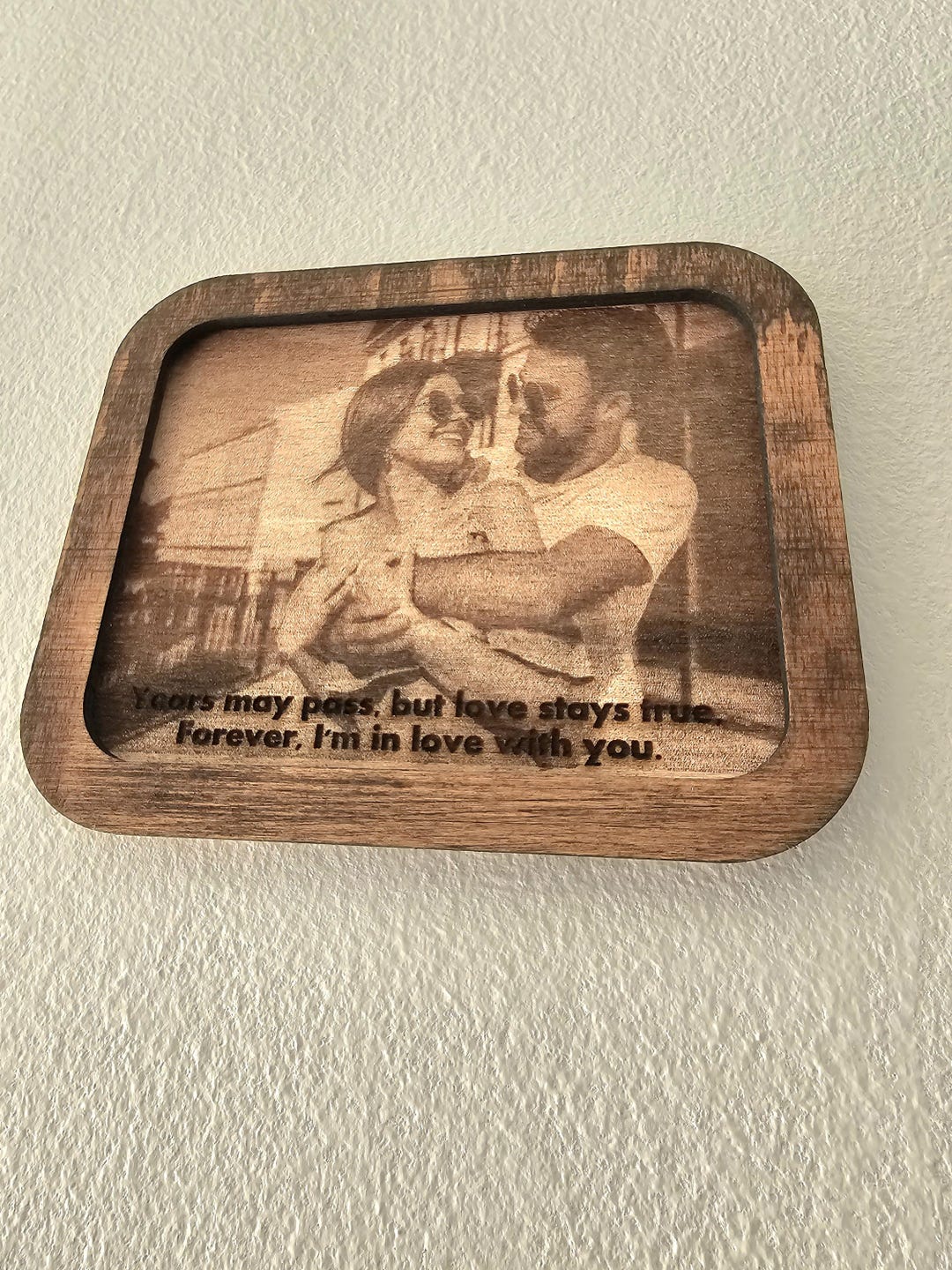 Custom Laser Engraved Photo on Beech Wood With Personalized Message ...