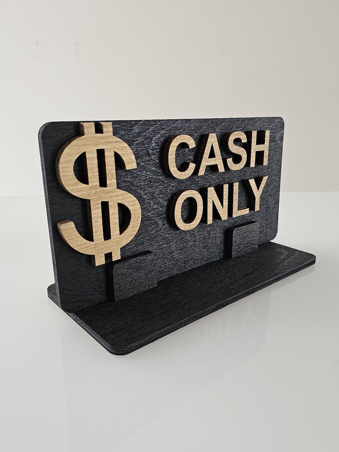 Wooden Cash Only Sign: 3D Business Storefront Display - Etsy