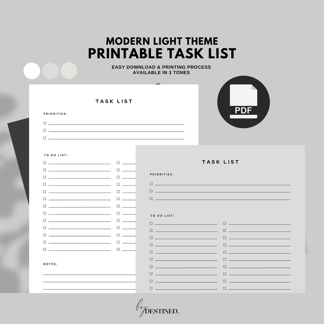 Modern Task List Template | to Do List | Task Tracker Digital Planner ...