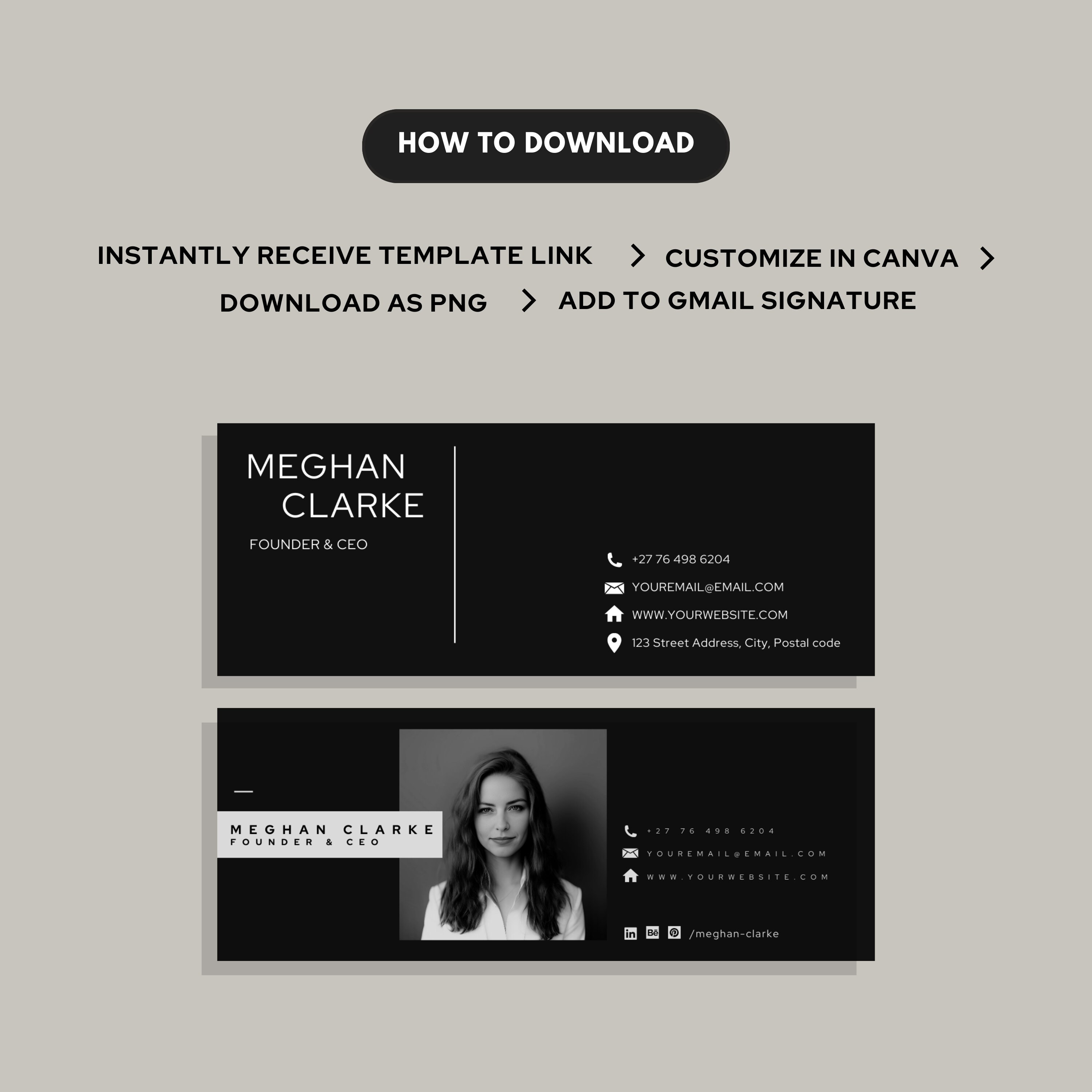 Minimalistic Email Signature Template Bundle | Gmail Email Signature ...