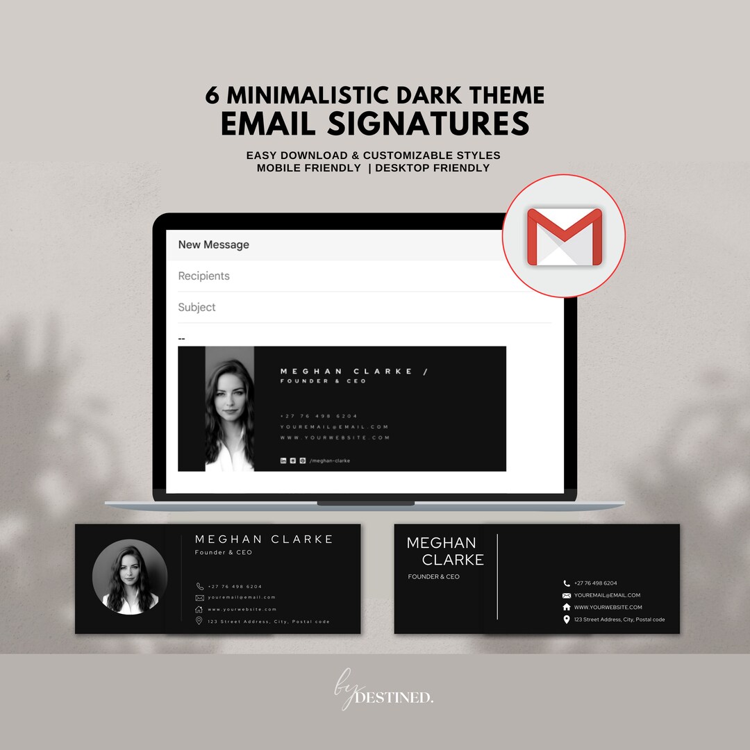 Minimalistic Email Signature Template Bundle Gmail Email Signature ...