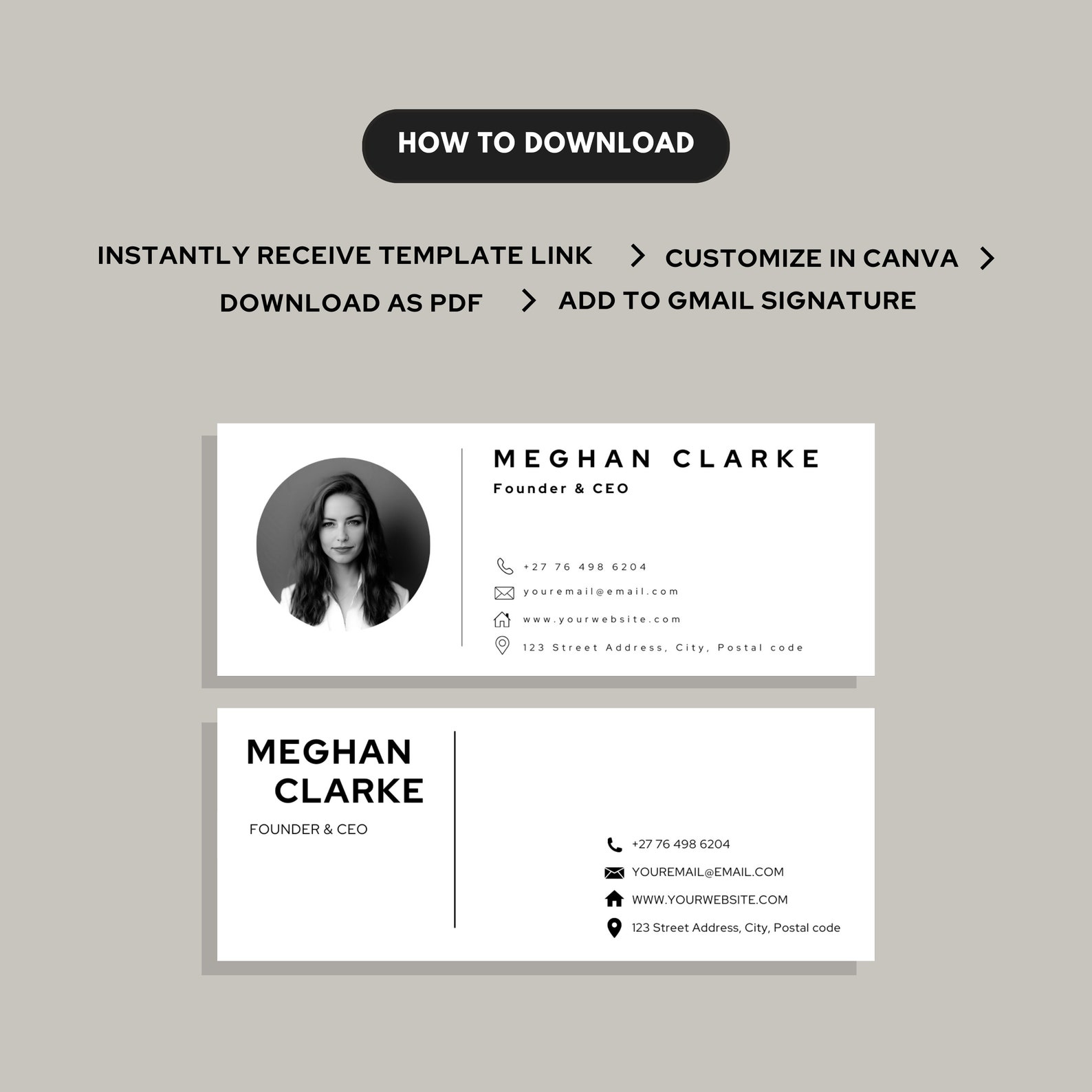 Light Theme Email Signature Template Bundle | Gmail Email Signature ...