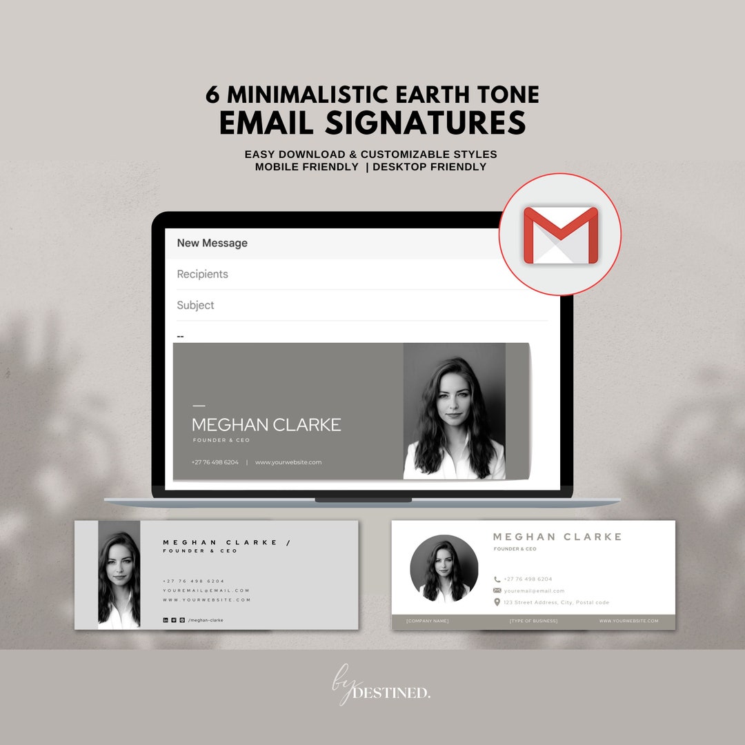 Earth Tone Minimalistic Email Signature Template Bundle | Gmail Email ...