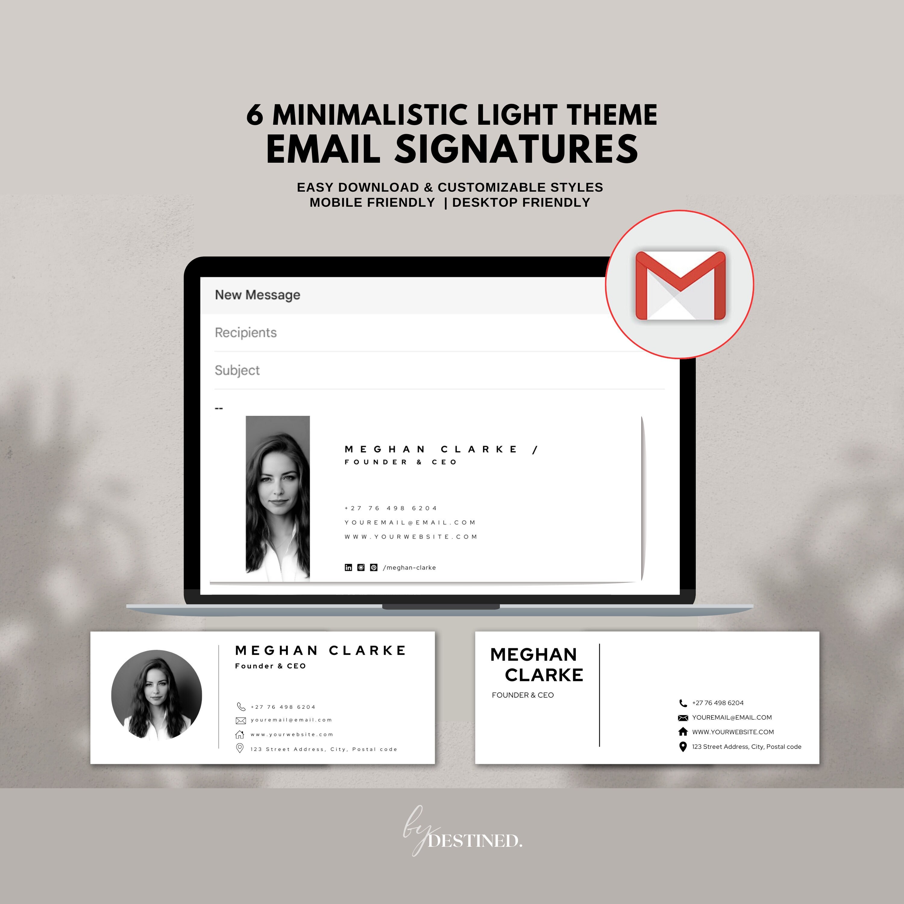 Light Theme Email Signature Template Bundle | Gmail Email Signature ...