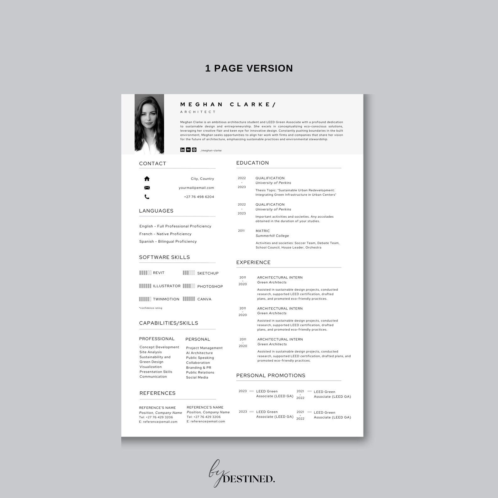 Minimalistic Resume Template | Modern Resume Template With Photo ...