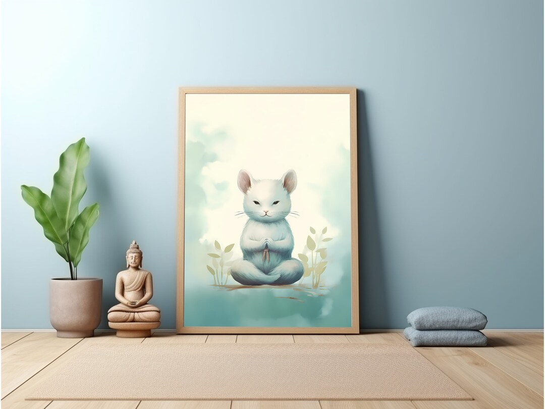 Meditating Mouse Japanese Style Wall Art| Mix and Match | High- Quality ...