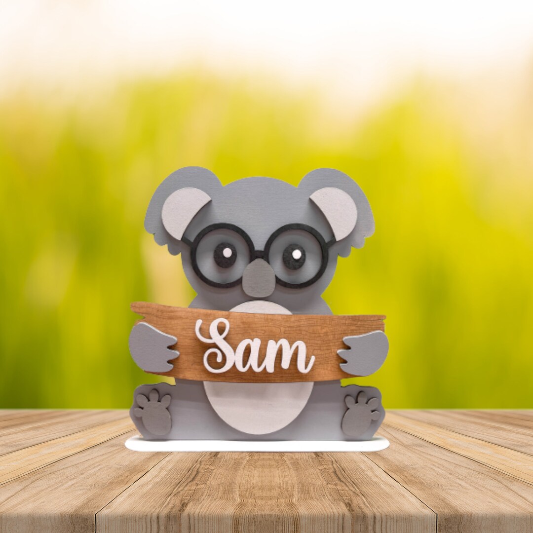 Cute Colorful Koala Name Sign, Adorable Animal With Glasses as Kids ...