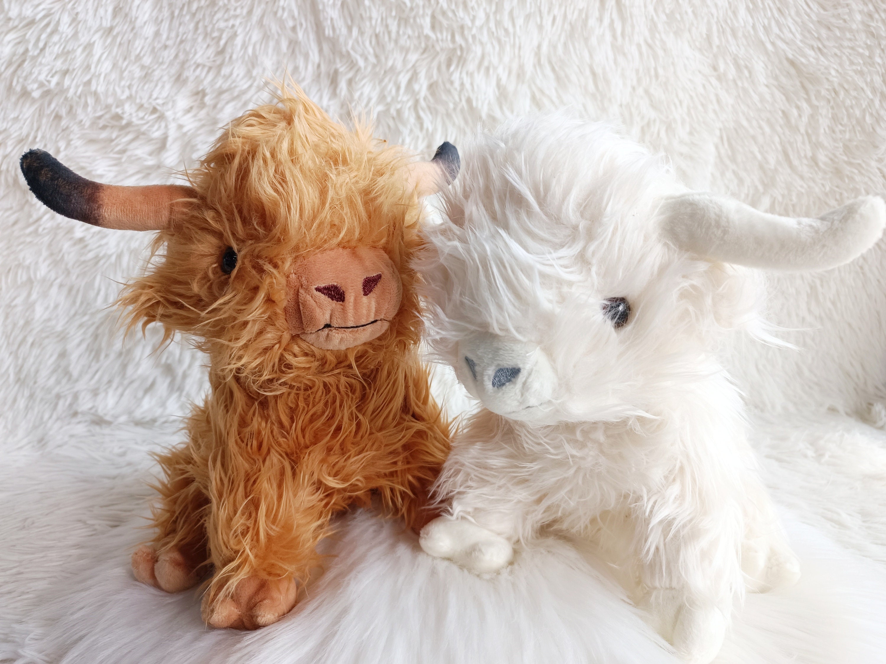 Couple Highland Cow Plush Cute Plushie Soft Furry Stuffed - Etsy
