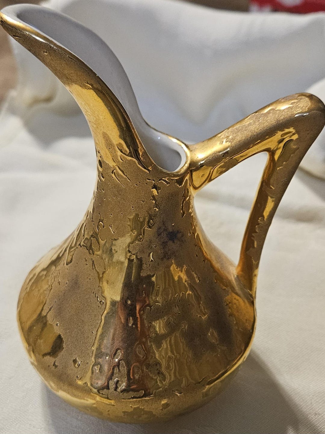 Vintage Pioneer Pottery Company USA Weeping Warranted 22k Gold Ewer ...