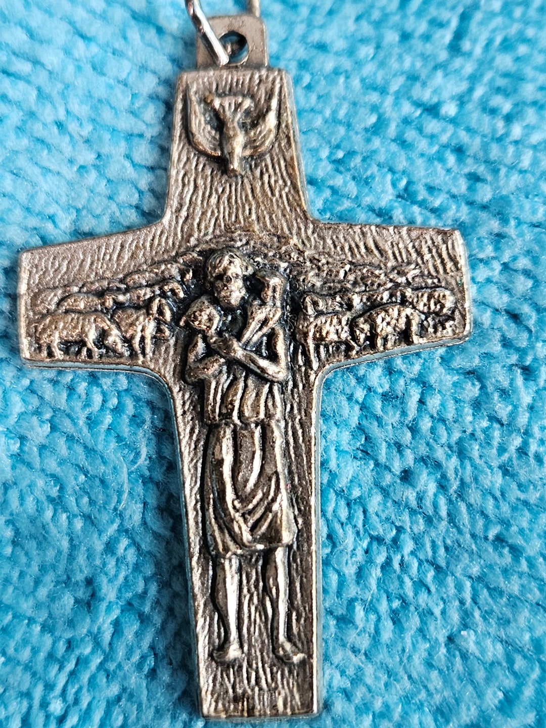 Vintage Authentic Silver Tone Pope Francis Pectoral Cross Reflecting ...