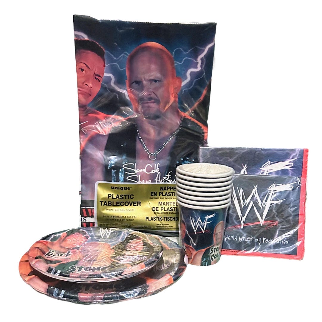Vintage WWF Party Supplies Stone Cold Steve Austin the Rock Undertaker ...