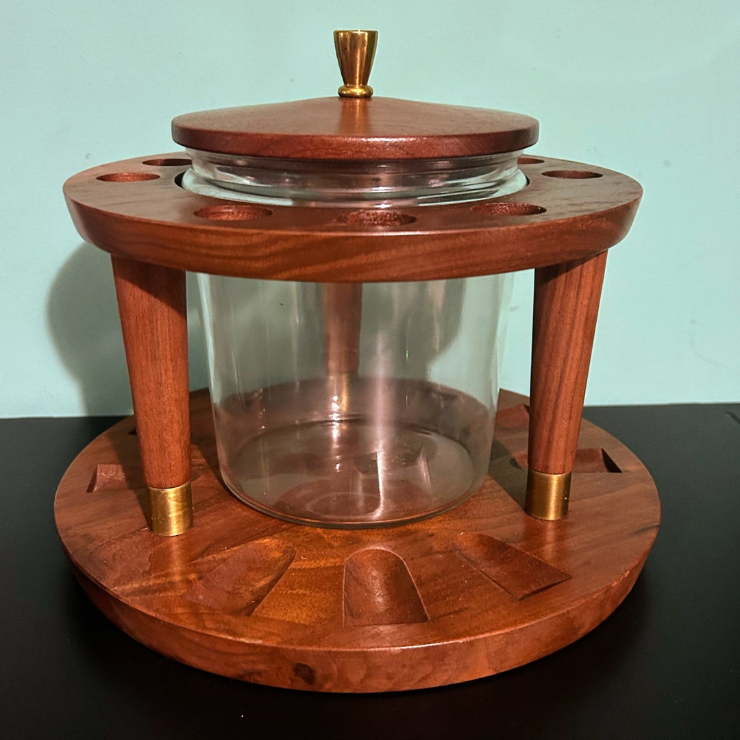 Vintage DUK-IT 9 Pipe Stand With Glass Tobacco Humidor Mcdonald ...
