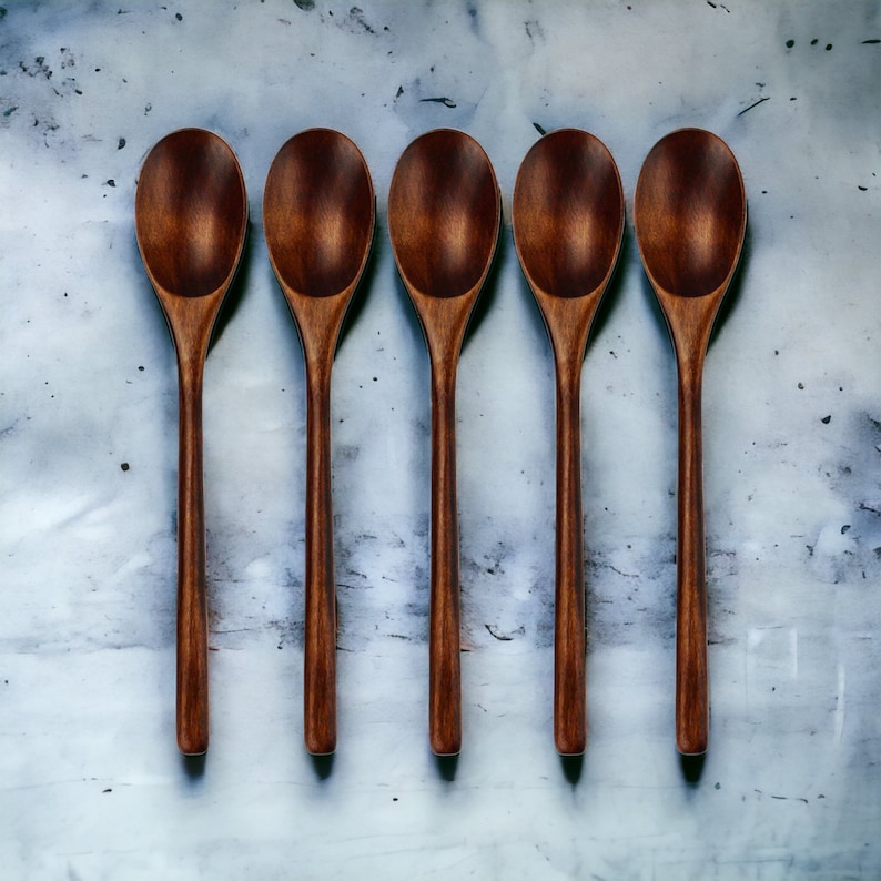 5 Hand-carved Wooden Spoon and Fork Set Wooden Cutlery, Wooden Utensils ...
