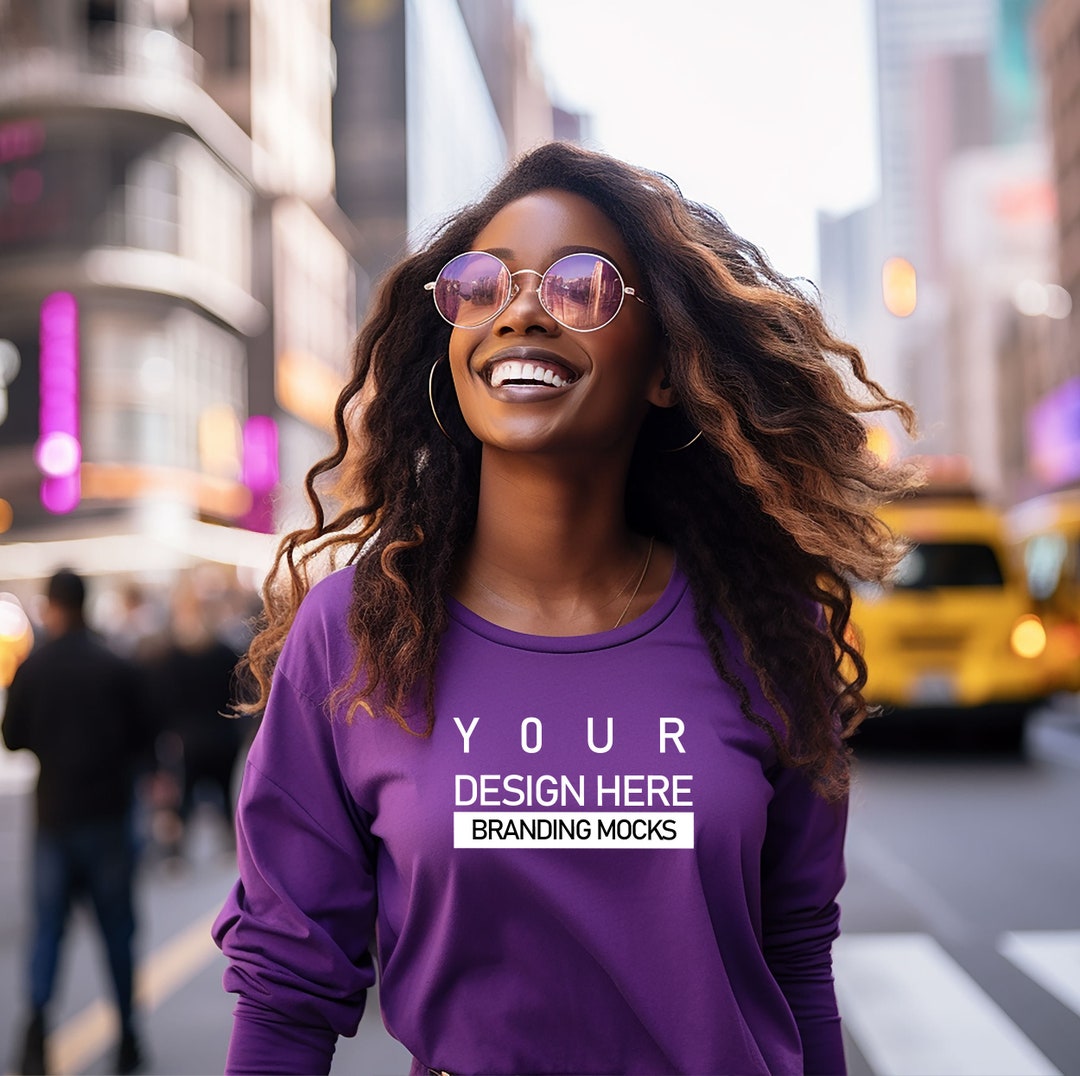 Sweatshirt Purple Woman Ebony Mockup, Sweatshirt Woman Mockup, Purple ...