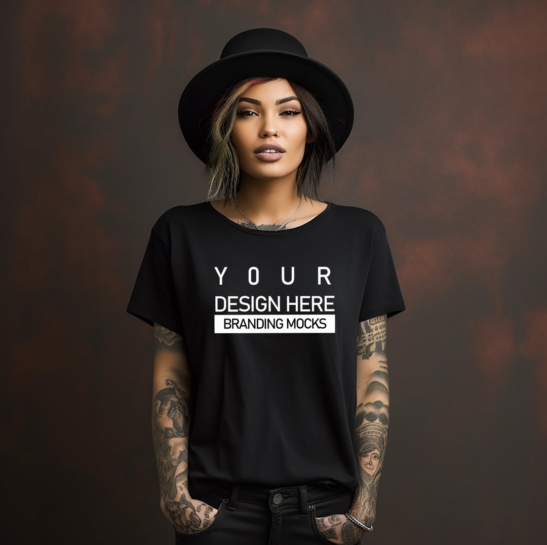 Alternative Model Black T-shirt Mockup Tattoo Model Mockup - Etsy