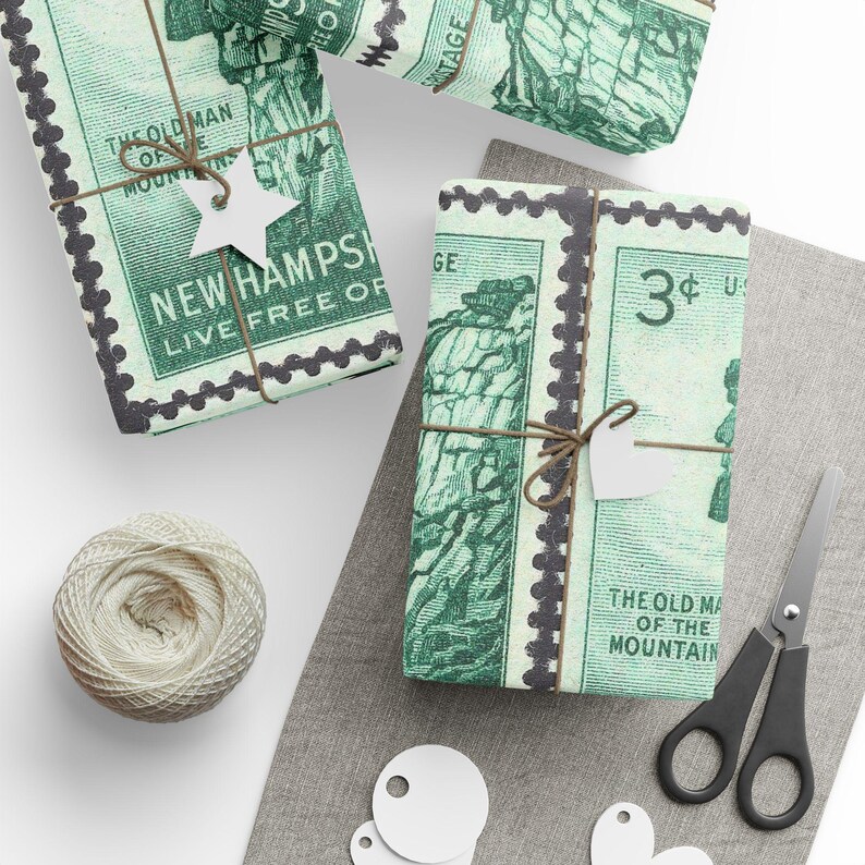 Old Man of the Mountain Wrapping Paper, New Hampshire Gift, Franconia ...