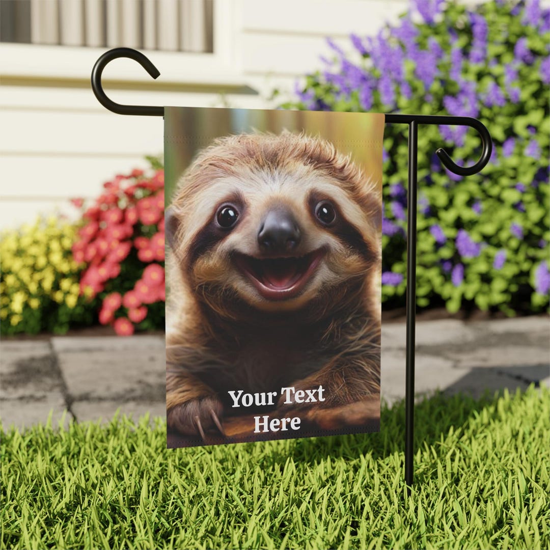 Personalize Sloth 12x18 Garden & House Flag, Personalize Sloth Gift ...