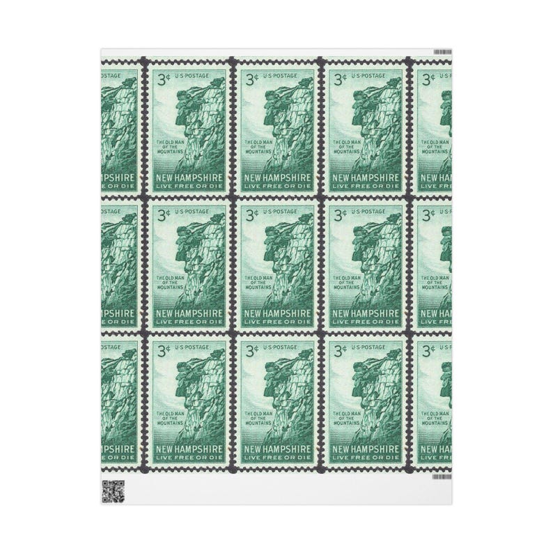 Old Man of the Mountain Wrapping Paper, New Hampshire Gift, Franconia ...