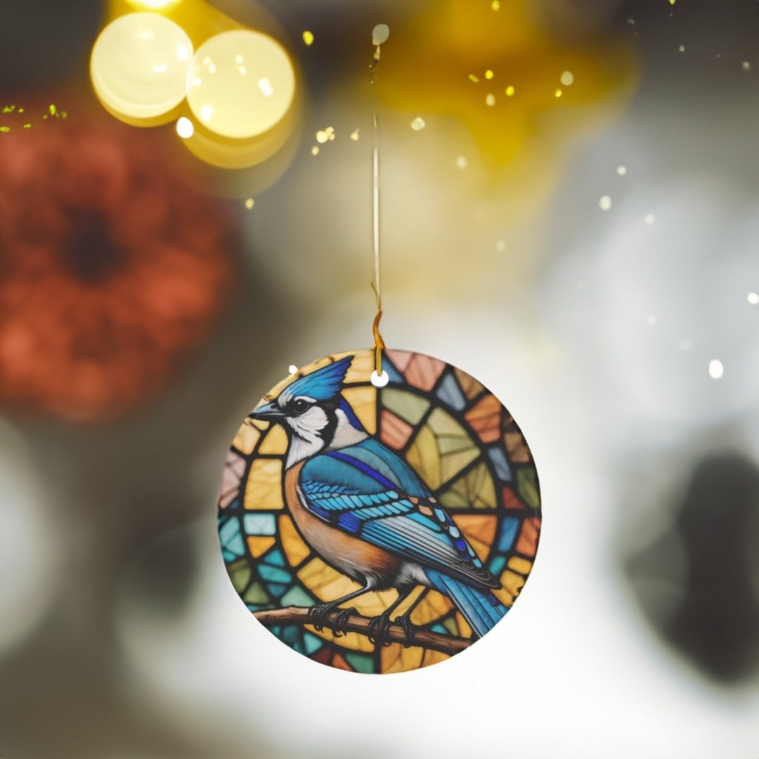 Blue Jay Glass Mosaic Ceramic Christmas Ornament Bird Lover Bluejay ...