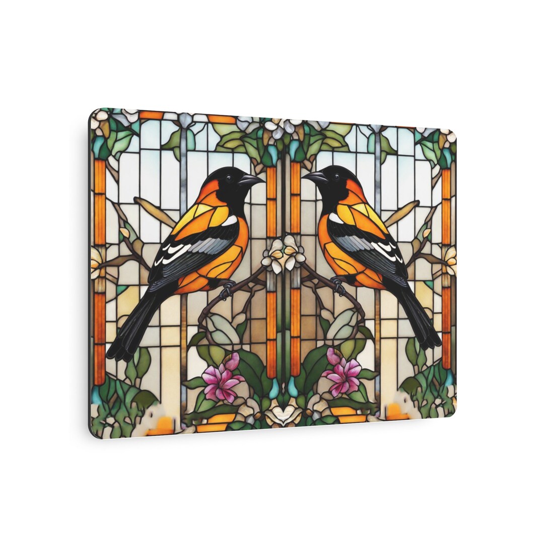 Baltimore Oriole Stain Glass Metal Art Sign, Baltimore Oriole Gift ...