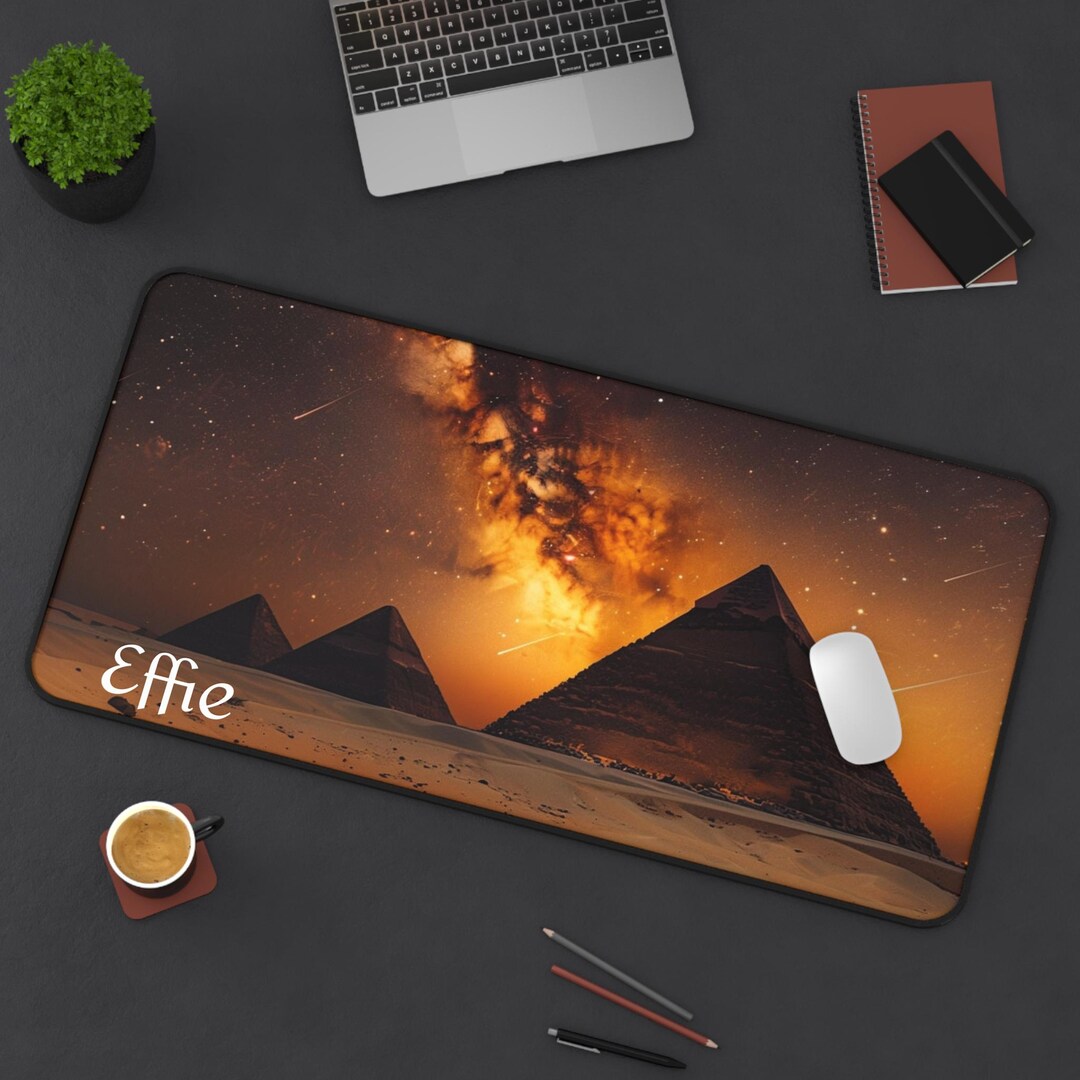 Personalize Milky Way Over Pyramids Desk Mat, Ancient Egypt Galaxy Desk ...