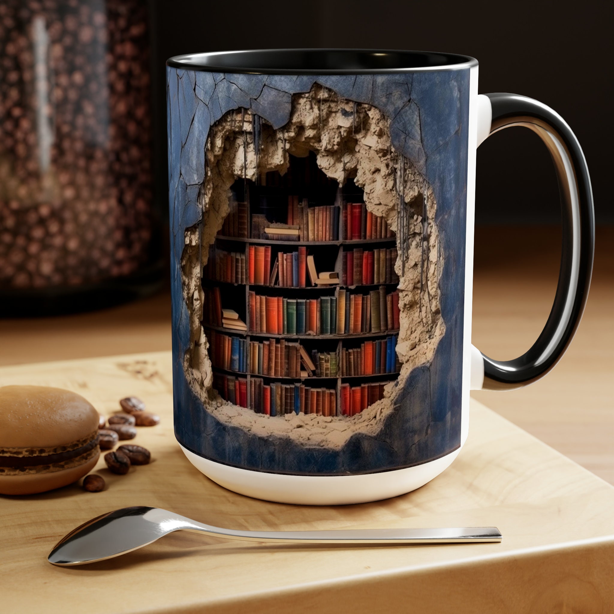 3D Bookshelf Books Mug Coffee Mug, Book Club Gift, Book Club Mug 3D ...