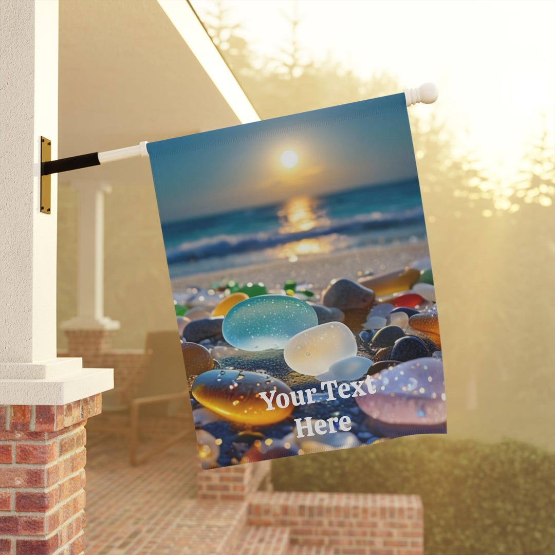 Personalize Sea Glass Beach Garden and House Banner, Personalize Beach ...