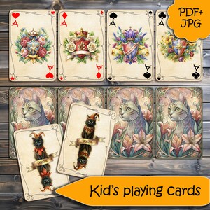 Printable Full Playing Cards Deck for Kids PDF JPG. Board Game for ...