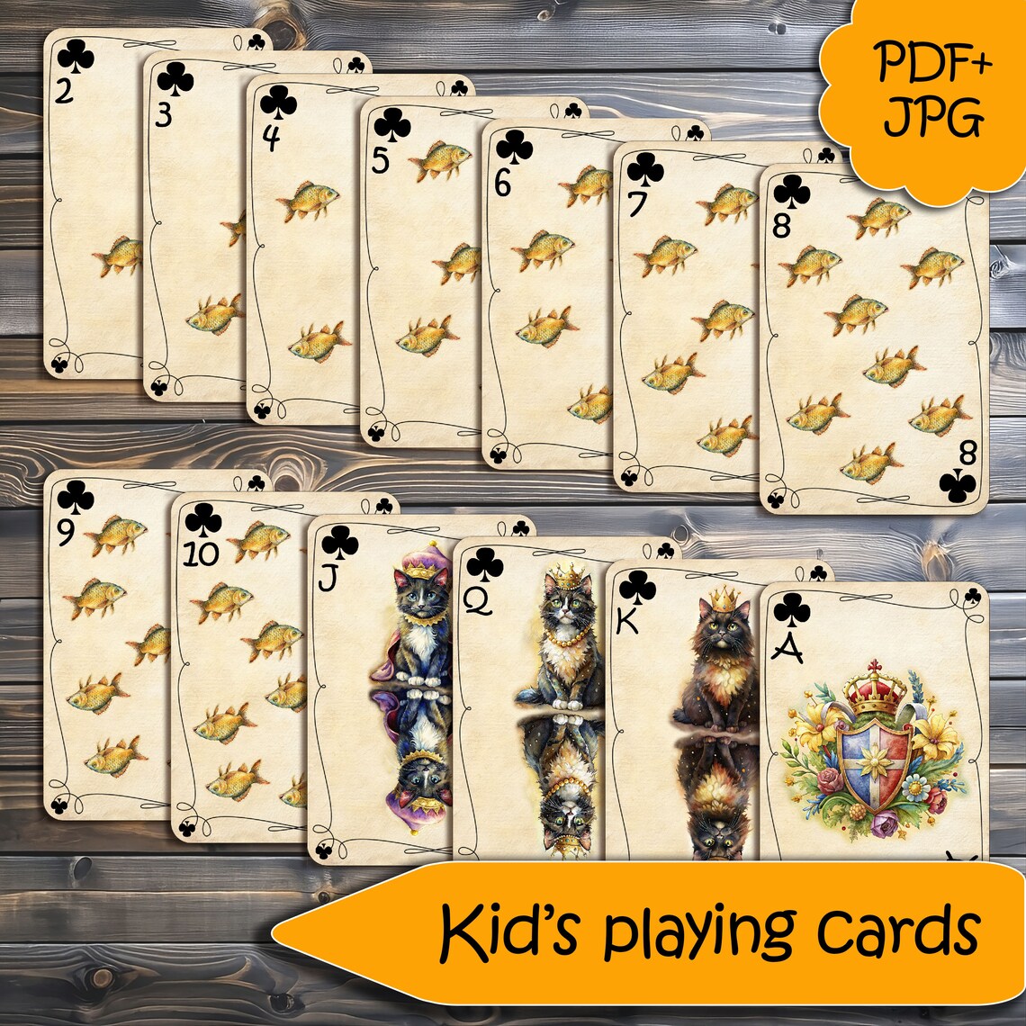 Printable Full Playing Cards Deck for Kids PDF JPG. Board Game for ...