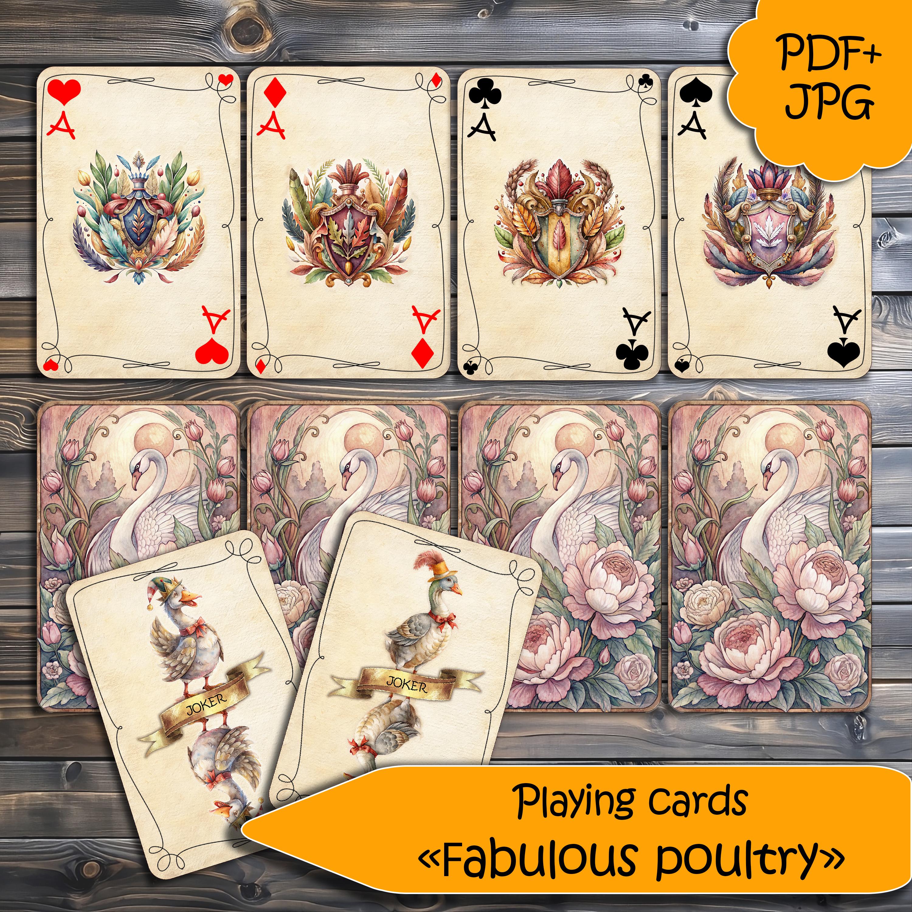 Printable Full Playing Cards Deck for Kids PDF JPG. Board Game for ...