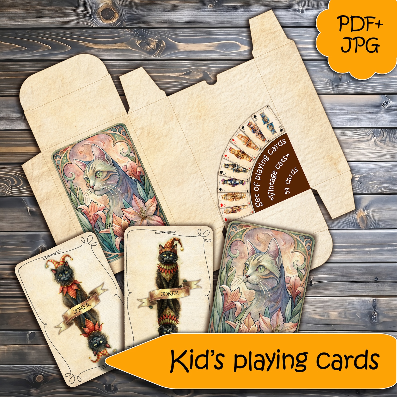 Printable Full Playing Cards Deck for Kids PDF JPG. Board Game for ...