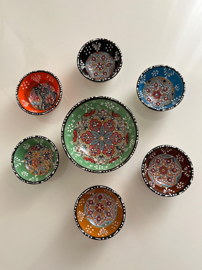 Set of 7 Handmade Seramic Bowls, Bowl for Serving Breakfast and Snacks ...