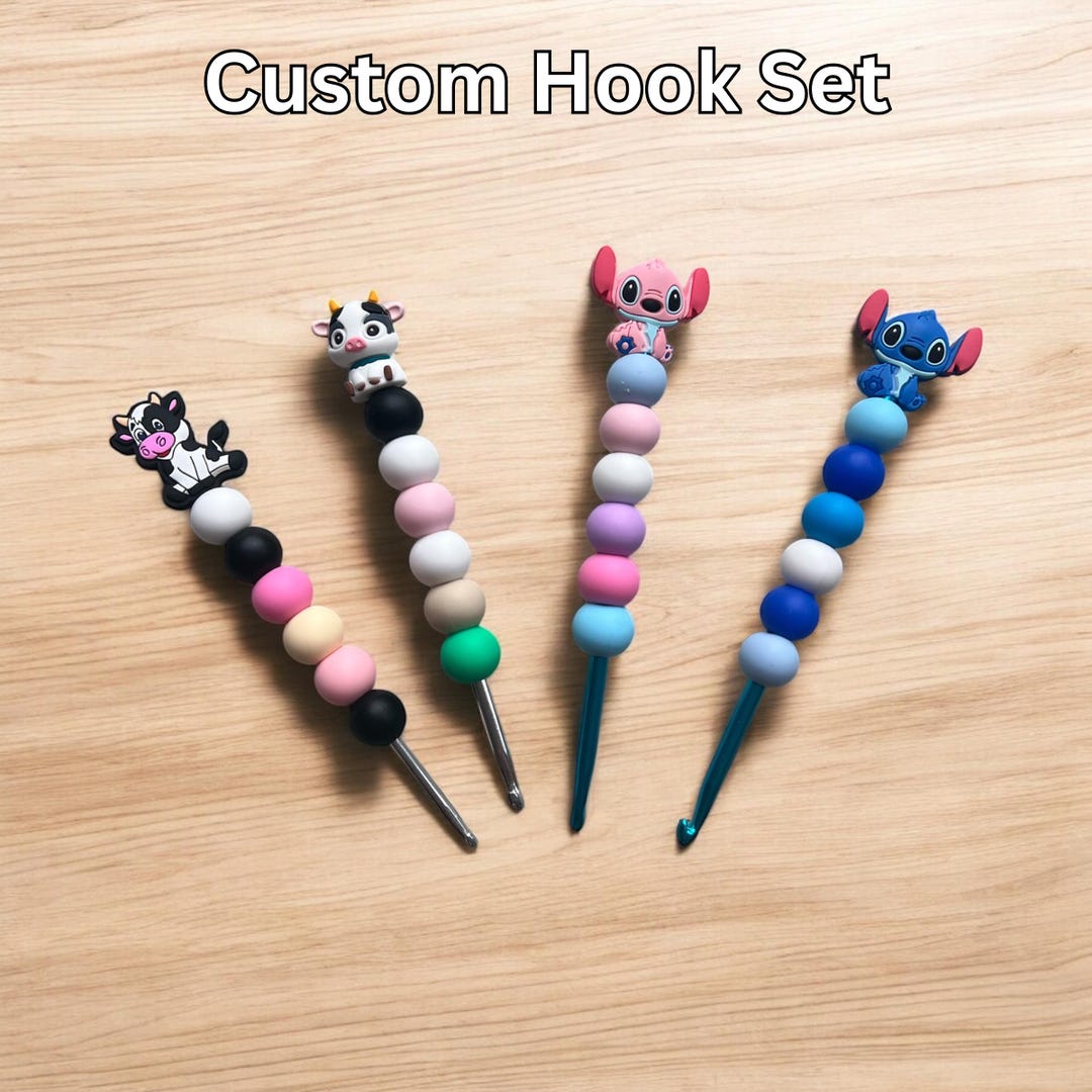 Set Ergonomic Crochet Hook Custom Silicone Beaded Comfort Grip Set All ...