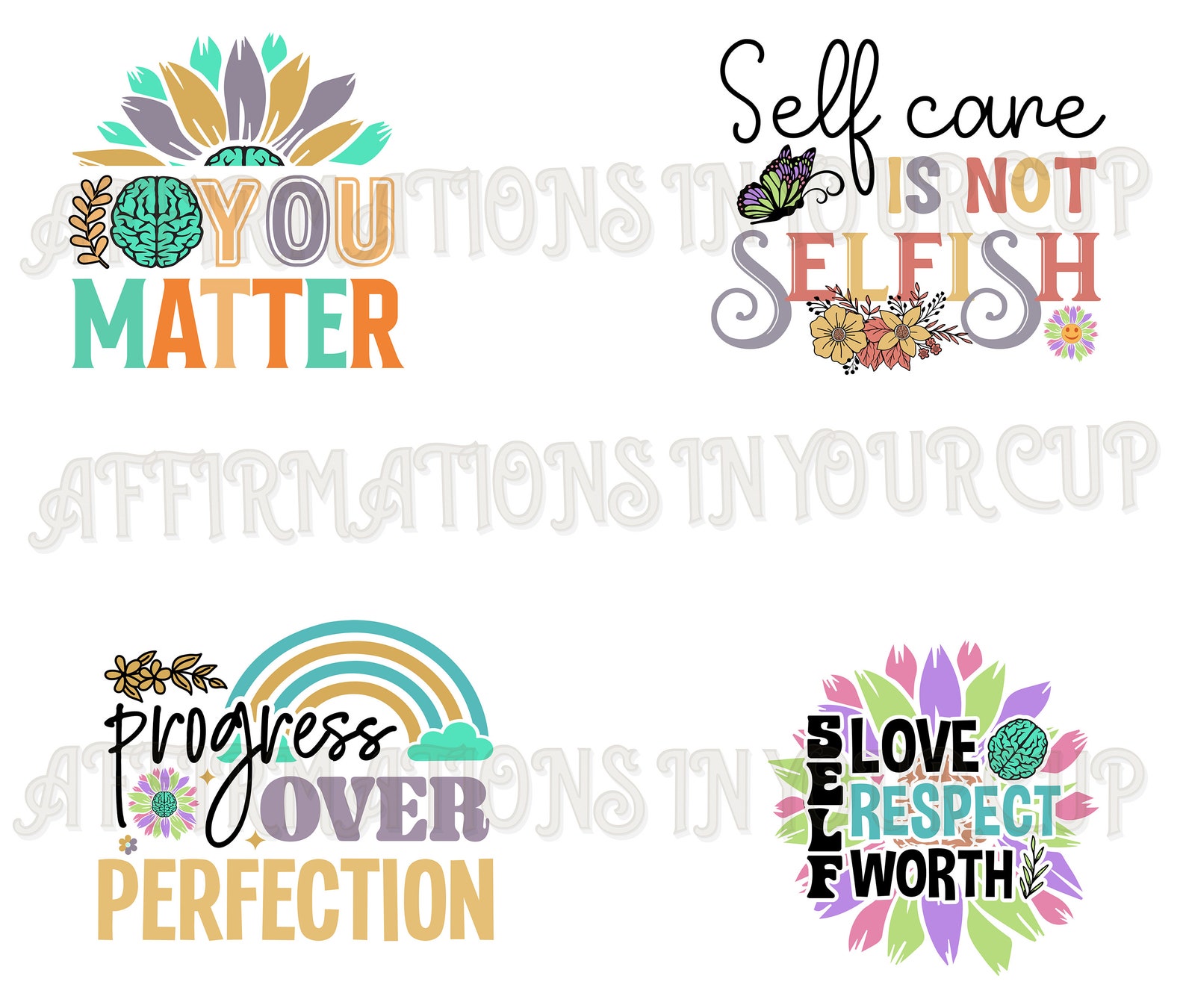 Mental Health Quotes SVG Bundle 10 Positive Affirmations Svg Kindness ...