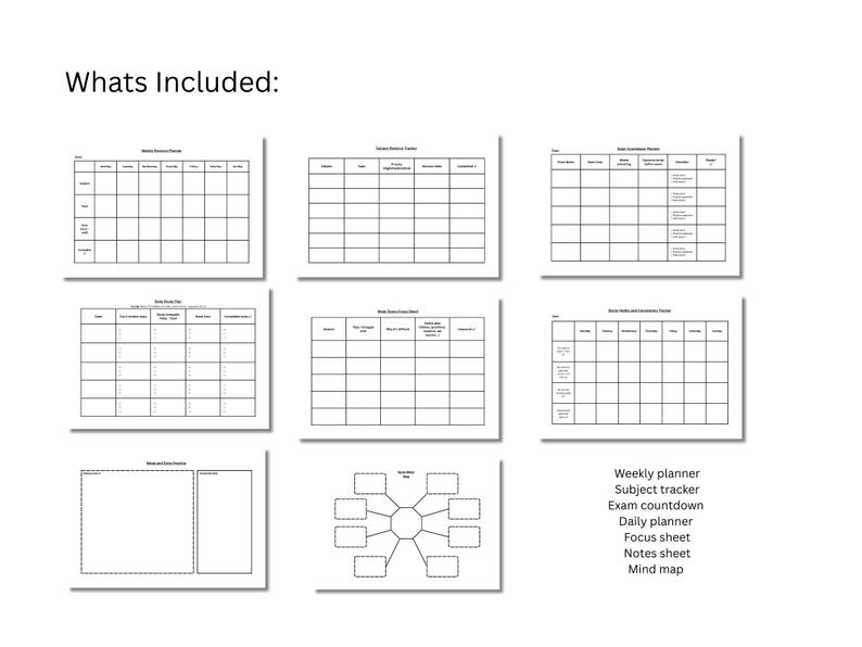 GCSE Revision Planner Printable Landscape | Study Timetable, Exam ...