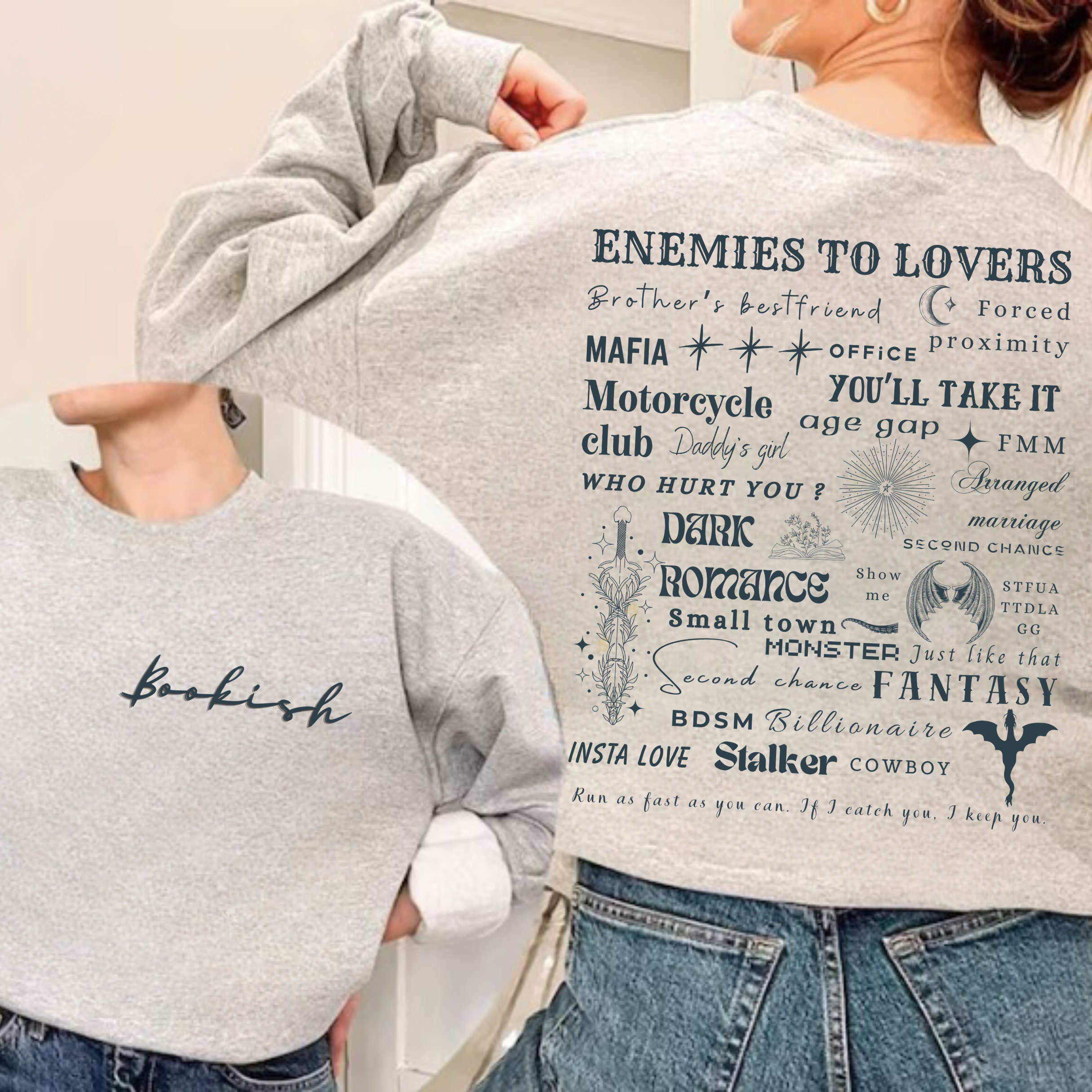 Romance Tropes Sweatshirt Smut Merch Romantasy Bookish Goodies Enemies ...