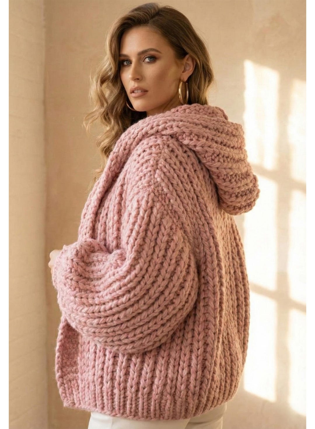 Chunky Hooded Ariana Cardigan Pattern, Easy Beginner Knitting DIY, - Etsy