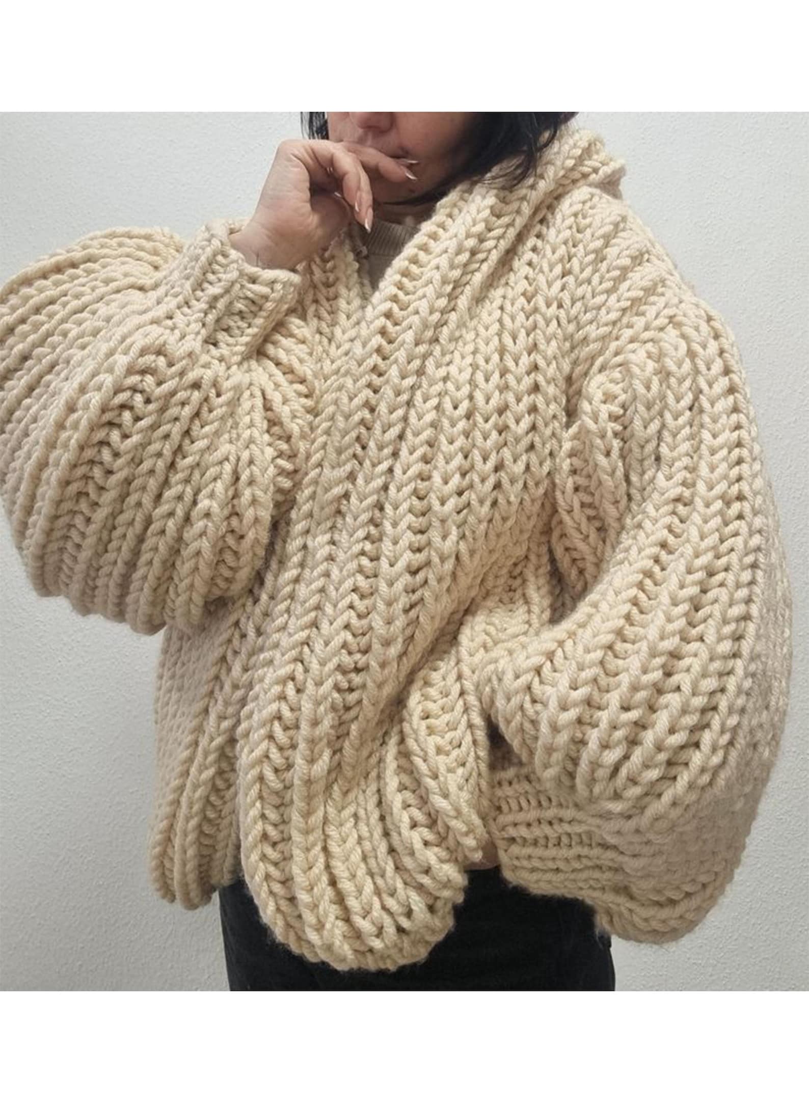 Chunky Hooded Ariana Cardigan Pattern, Easy Beginner Knitting DIY, - Etsy