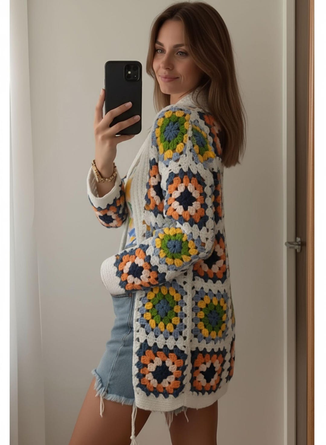 Orange Garden Cardigan Crochet Pattern, Grannysquare Coatigan Easy to ...