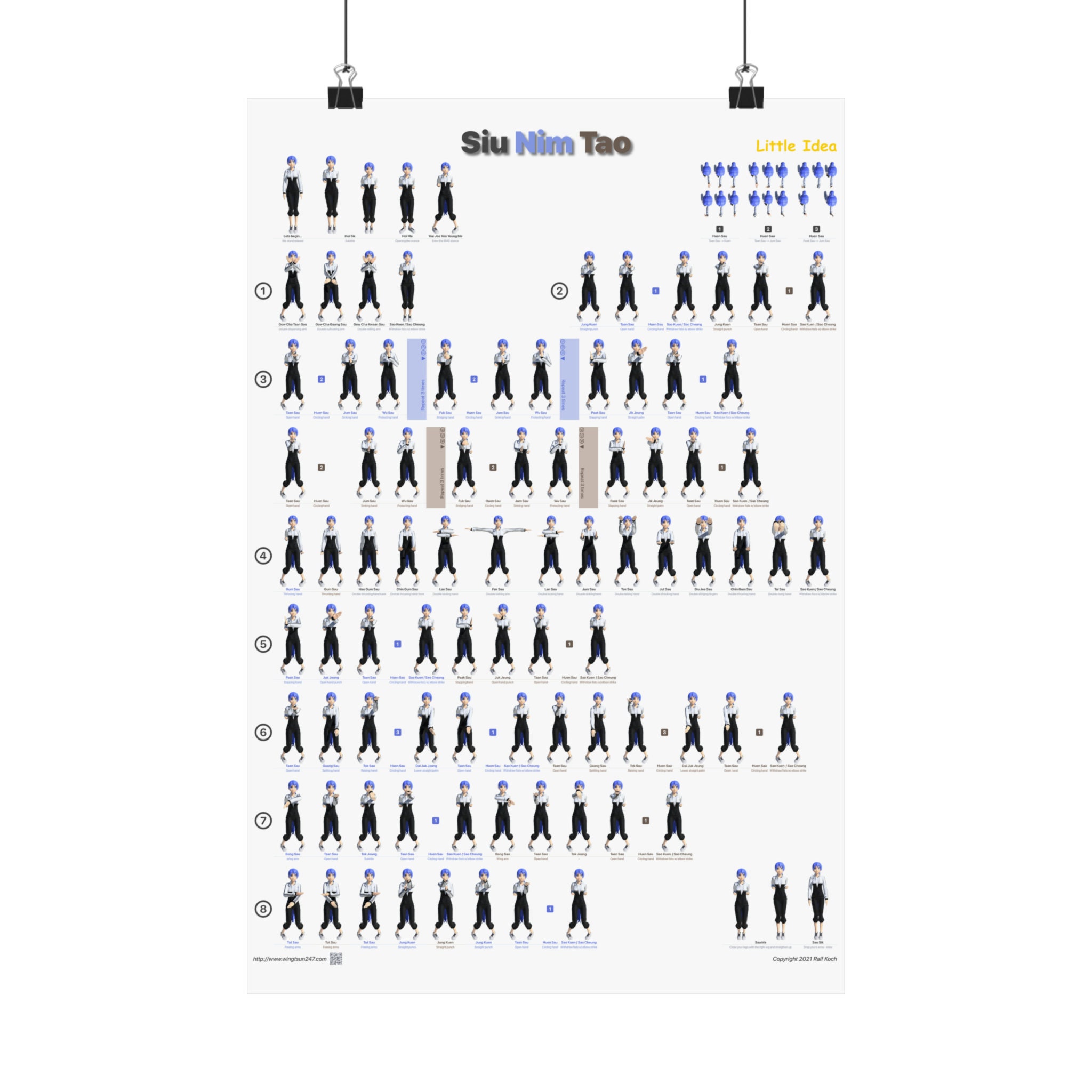 Siu Nim Tao Wing Tsun Poster – Step-by-step With Anime Girl Art - Etsy