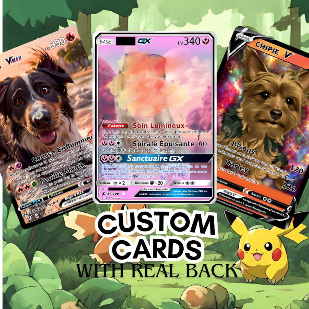 Personalized Poke Card V VMAX, GX, Poke Illustration Animals/people ...